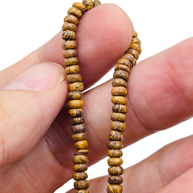 4x2mm Roundel Golden Silk Jade | Beadorea