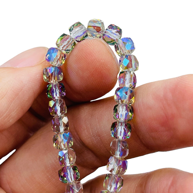 5mm Cube Glass Crystal Purple Magic | Beadorea