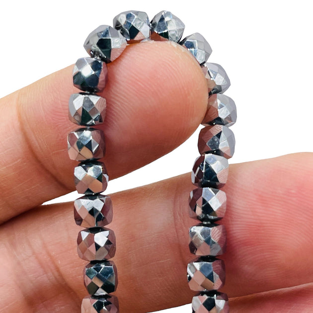 5mm Cube Glass Crystal White Gold | Beadorea