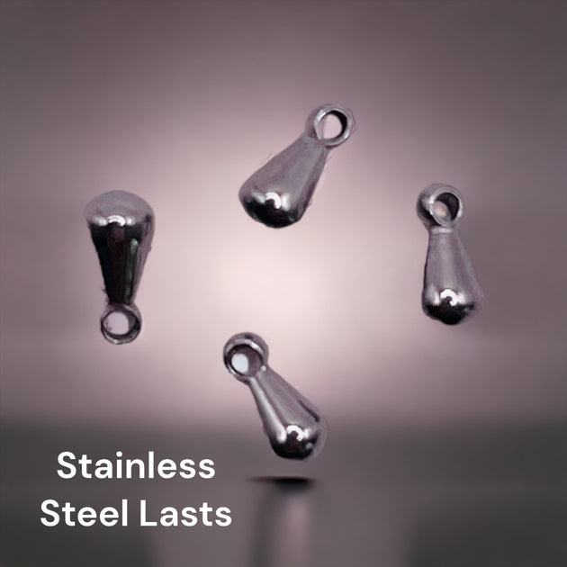 6x3mm Drop Stainless Steel | Beadorea
